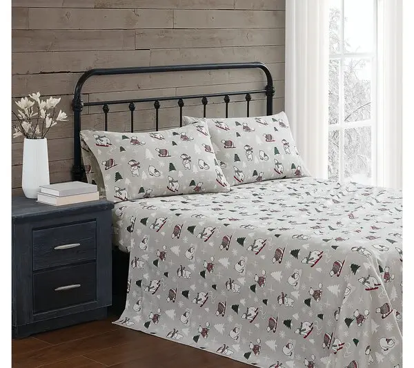 TRULY SOFT Polar Bears Full Flannel Sheet Set - One-color