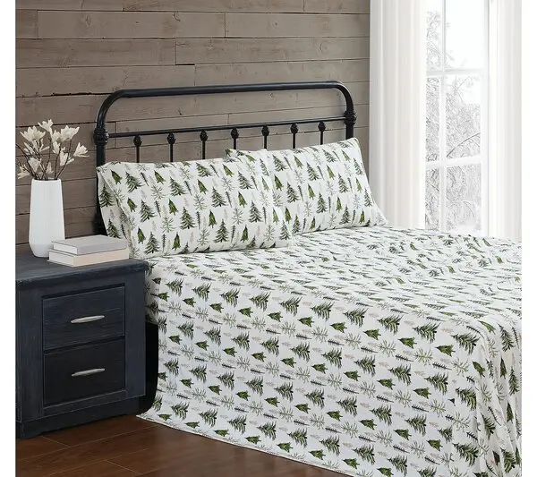 TRULY SOFT Trees Full Flannel Sheet Set