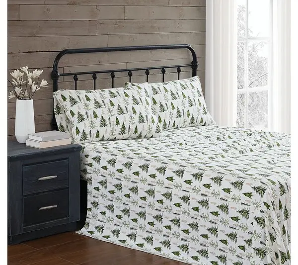 TRULY SOFT Trees King Flannel Sheet Set - One-color