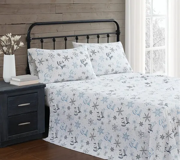 TRULY SOFT Let It Snow Queen Flannel Sheet Set - One-color