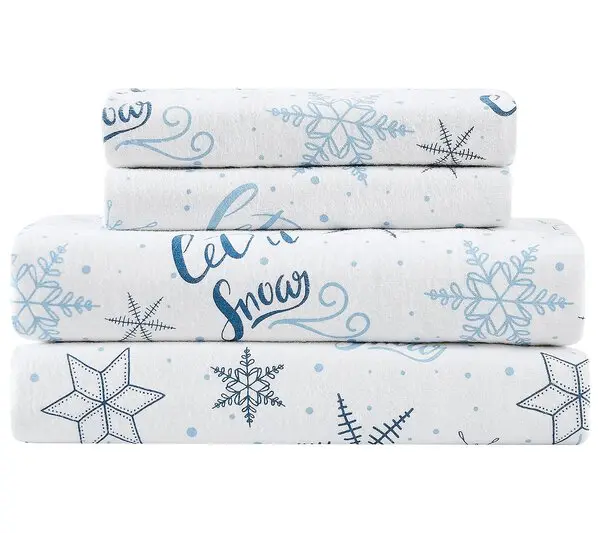 TRULY SOFT Let It Snow Queen Flannel Sheet Set