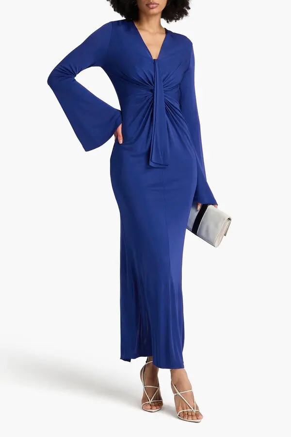 Diane Von Furstenberg Lauren Knotted Jersey Maxi Dress - Royal Blue - 75%  Off | Editorialist