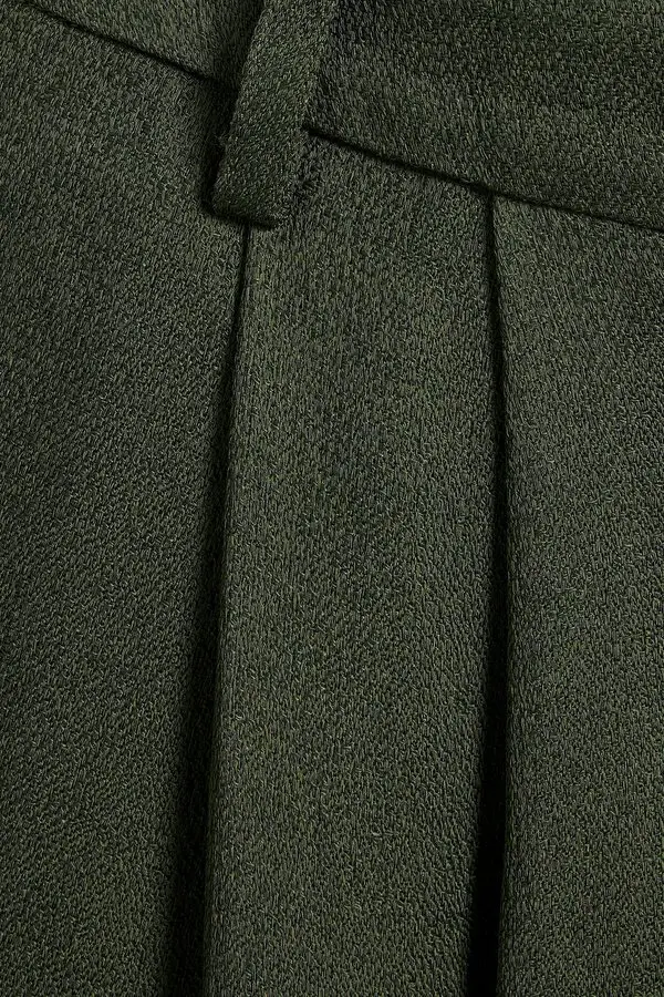 Co Pleated Wide-leg Crepe Pants - Green