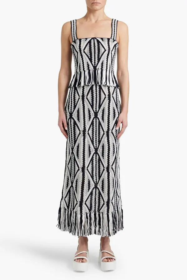 Gabriela Hearst Amalia Fringed Crochet Top