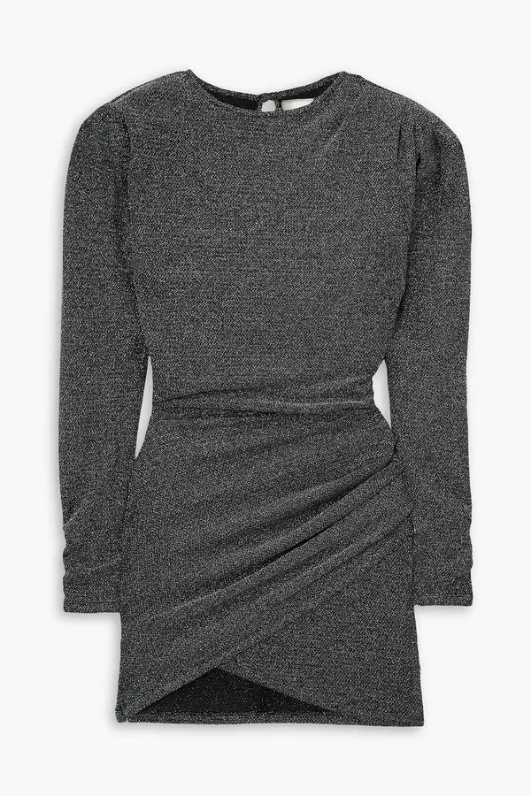 MARANT ETOILE Benedicte Gathered Metallic Mini Dress - Black