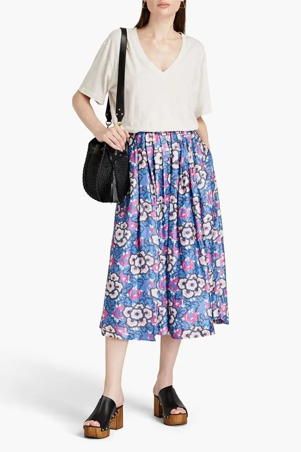 Isabel Marant Pleated Floral-print Silk Culottes