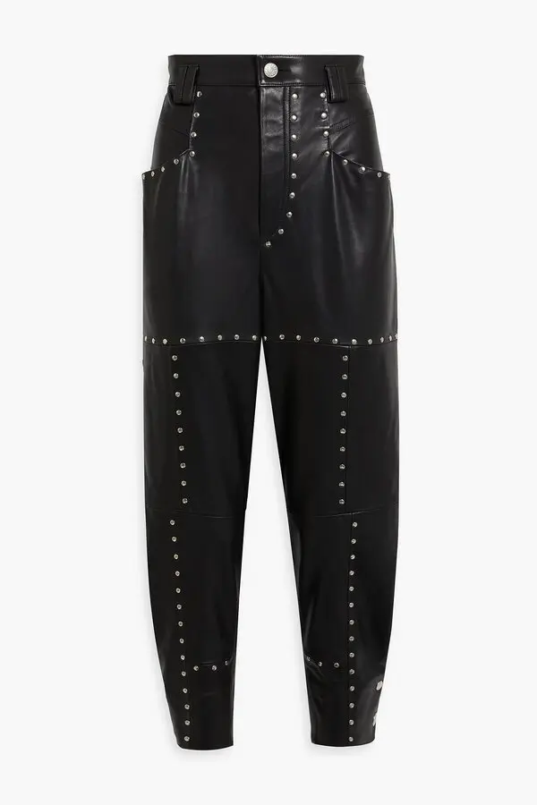 Isabel Marant Étoile Viamao Studded Leather Tapered Pants - Black