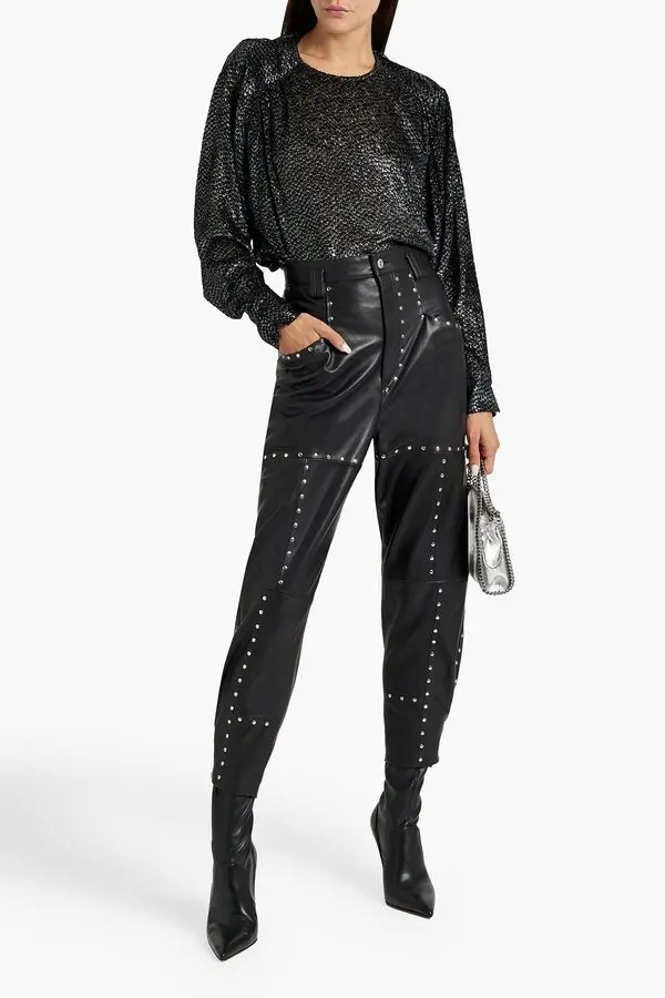 Isabel Marant Étoile Viamao Studded Leather Tapered Pants