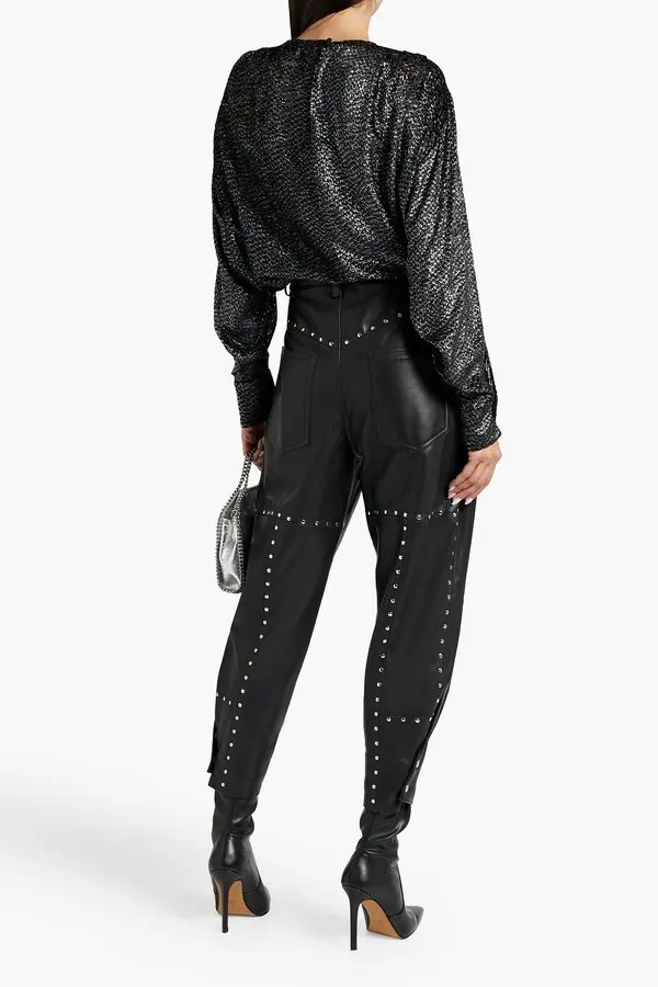Isabel Marant Étoile Viamao Studded Leather Tapered Pants