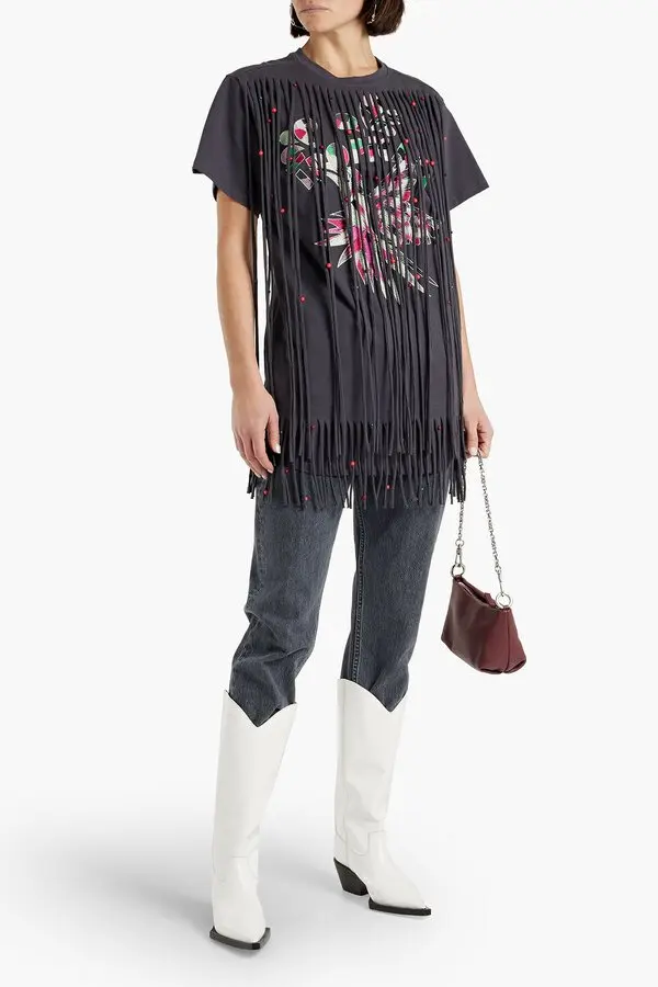 Isabel Marant Étoile Fringed Embroidered T-shirt