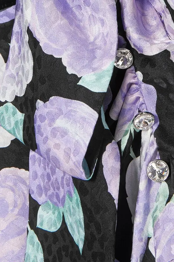 Miu Miu Crystal-embellished Ruffled Floral-print Silk-jacquard Maxi Dress