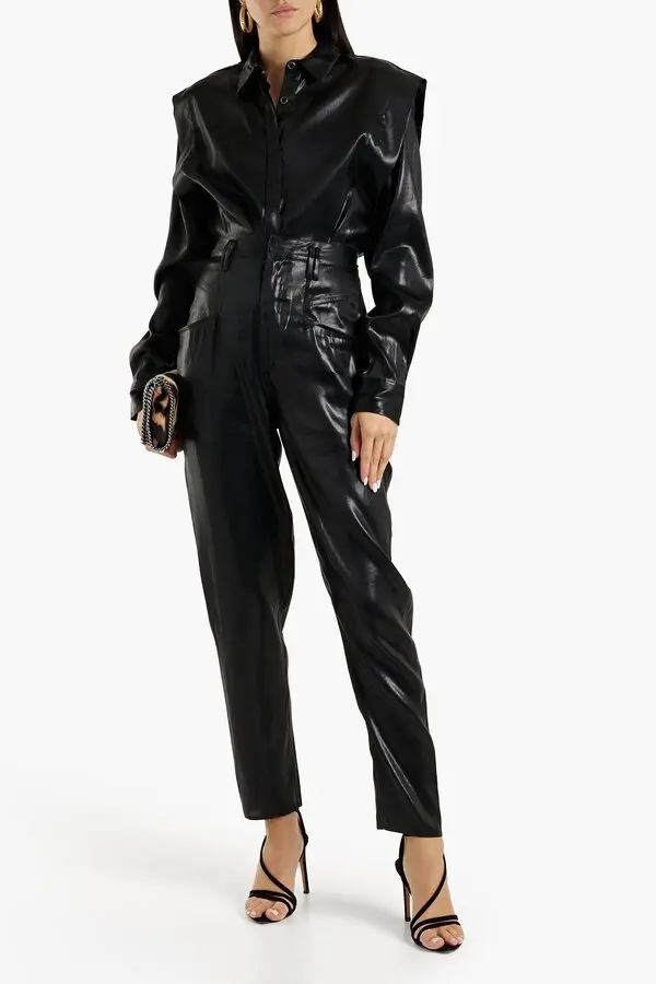 Isabel Marant Oversized Silk-satin Tapered Pants