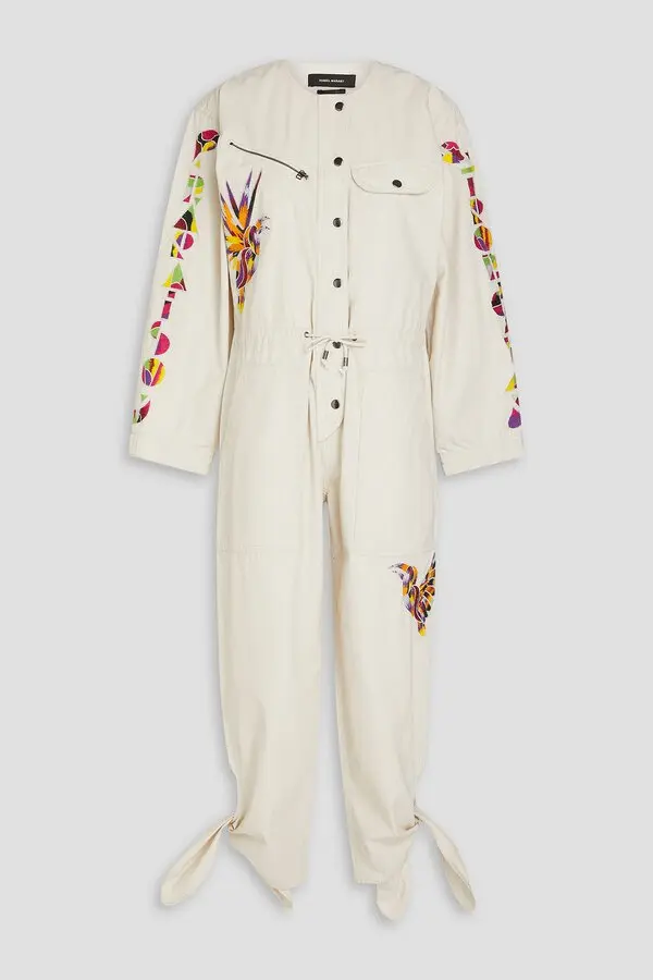 Isabel Marant Gigi Embroidered Cotton Jumpsuit - Ecru