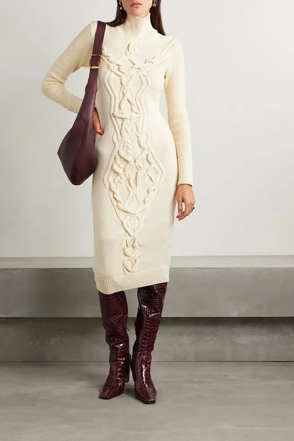 Isabel Marant Étoile Adrienne Cable-knit Merino Wool-blend Midi Dress