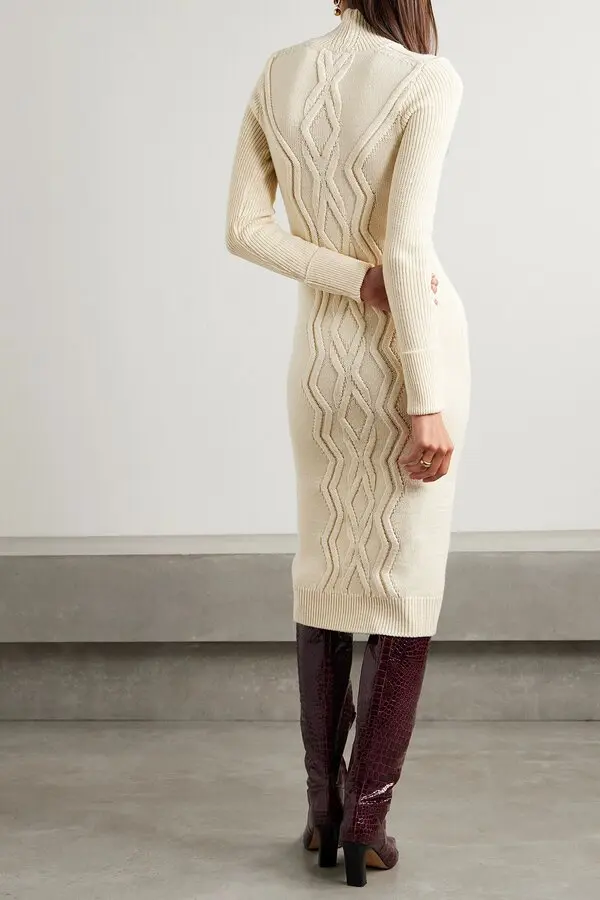 Isabel Marant Étoile Adrienne Cable-knit Merino Wool-blend Midi Dress