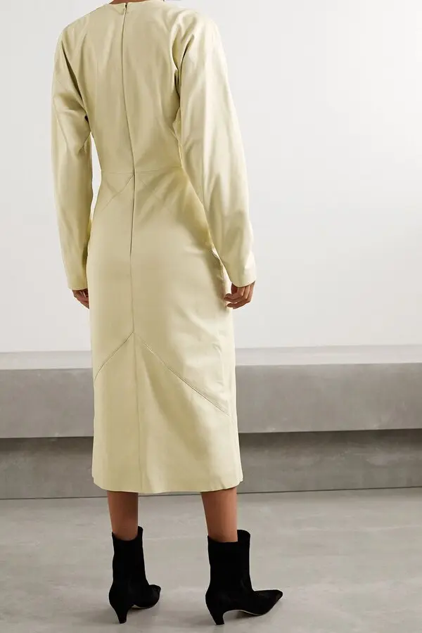 Isabel Marant Étoile Lazuli Wrap-effect Paneled Leather Midi Dress