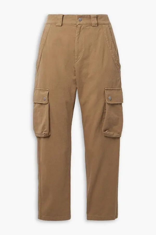 Isabel Marant Evalia Cropped Cotton-twill Straight-leg Pants - Light Brown