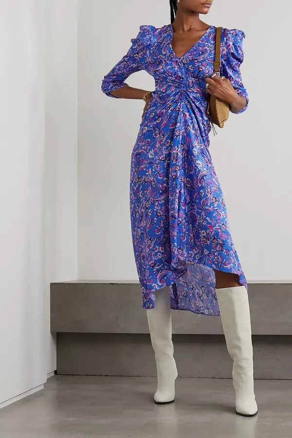 ruched jacquard midi dress Buy Navy Ruched Satin Jacquard Midi Dress from Next USA