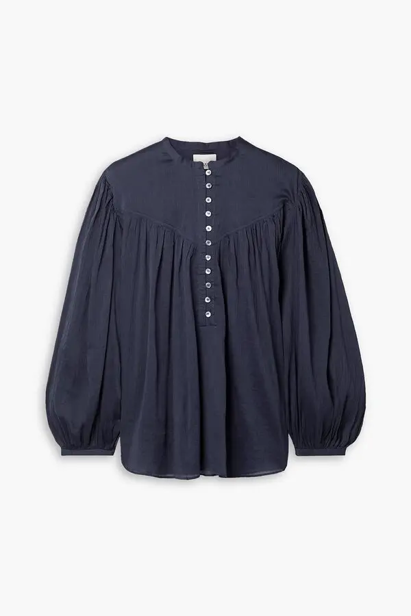 Isabel Marant Étoile Kiledia Plissé Cotton And Silk-blend Blouse