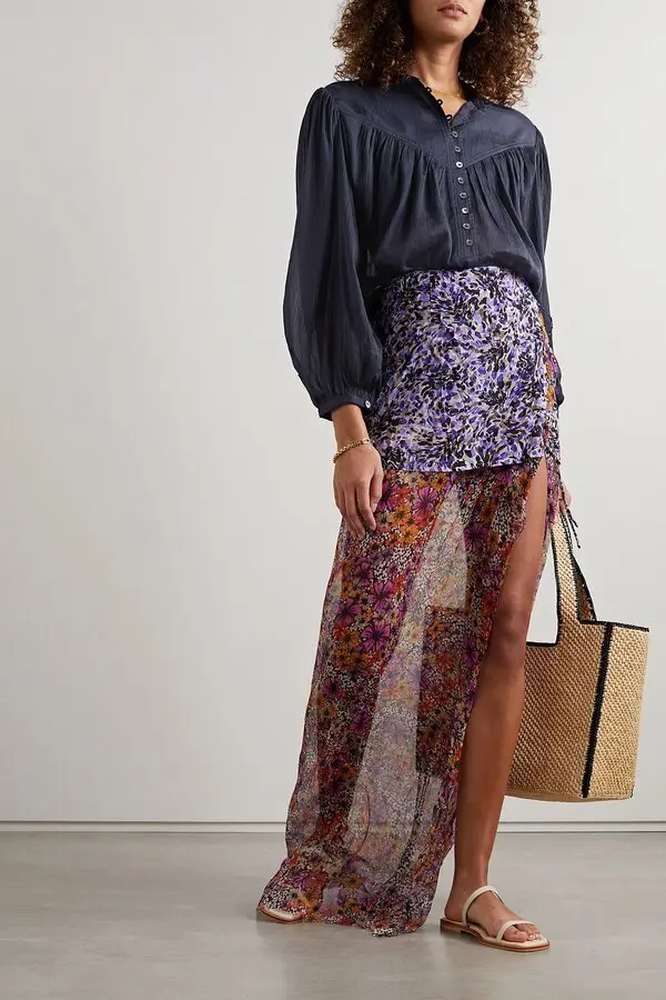 Isabel Marant Étoile Kiledia Plissé Cotton And Silk-blend Blouse