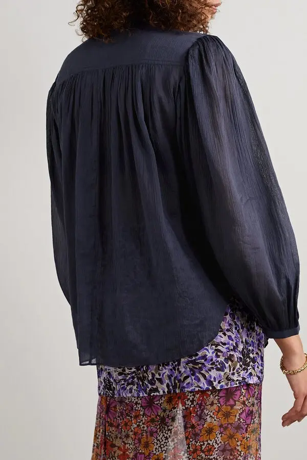 Isabel Marant Étoile Kiledia Plissé Cotton And Silk-blend Blouse