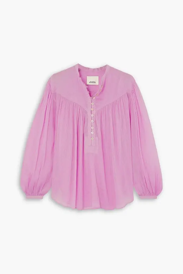 Isabel Marant Étoile Kiledia Plissé Cotton And Silk-blend Blouse