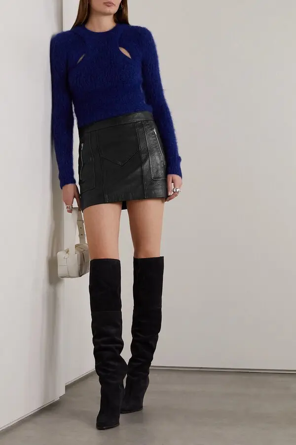 Isabel Marant Étoile Azizae' Crinkled Leather Mini Skirt