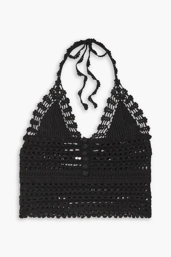 Isabel Marant Frinley Cropped Crocheted Tank - Black