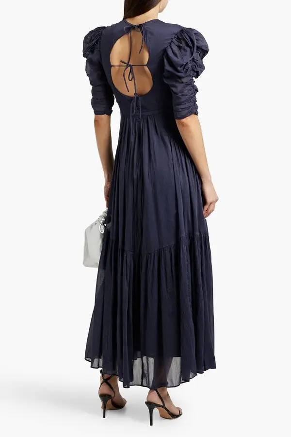 Isabel Marant Toile Bealisa Open-Back Ruched Midi Dress - Midnight Blue -  70% Off | Editorialist