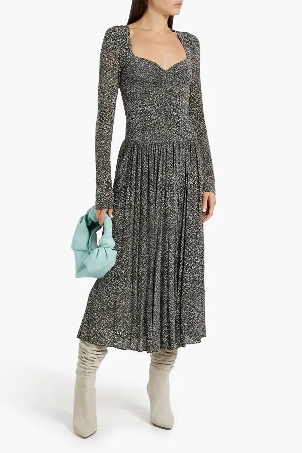Isabel Marant Étoile Jenny Pleated Printed Stretch-jersey Midi Dress