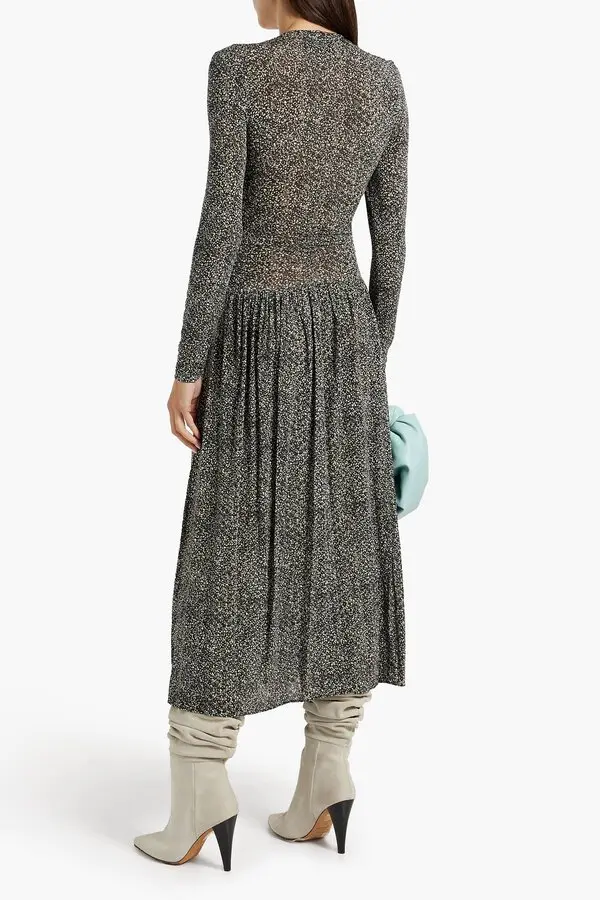Isabel Marant Étoile Jenny Pleated Printed Stretch-jersey Midi Dress