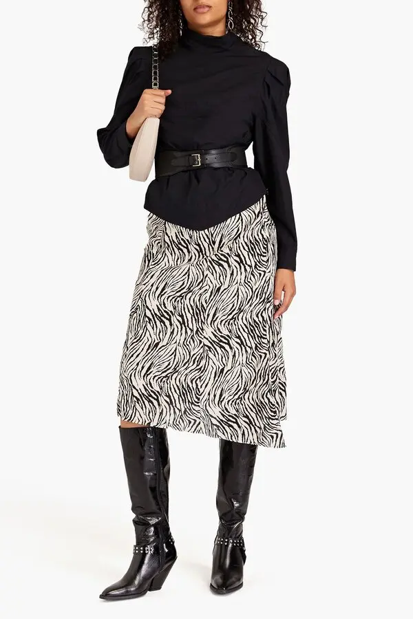 Isabel Marant Étoile Cacia Zebra-print Crepe De Chine Midi Skirt