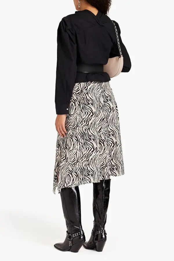 Isabel Marant Étoile Cacia Zebra-print Crepe De Chine Midi Skirt