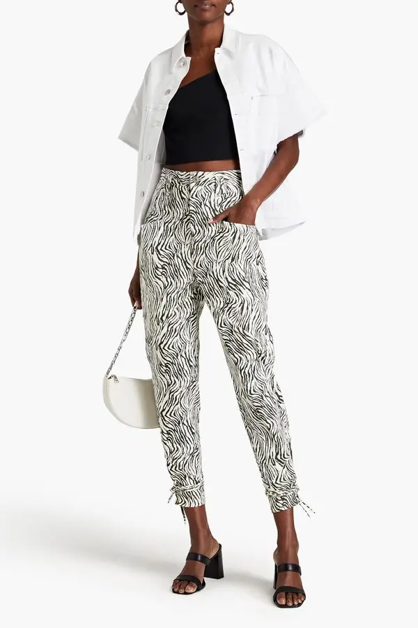 Isabel Marant Étoile Badeloisa Cropped Zebra-print Leather Pants
