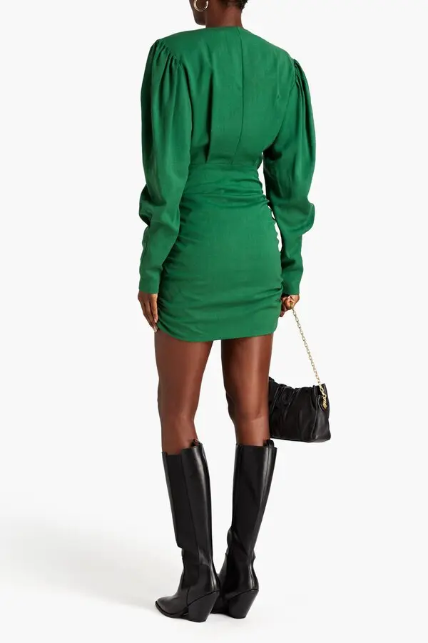 Isabel Marant Stella Pleated Mini Dress - Green - 75% Off | Editorialist