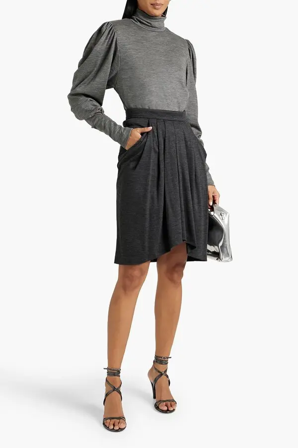 Isabel Marant Ginali Pleated Wool-jersey Skirt