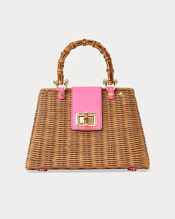 Lilly Pulitzer® Leena Wicker Top Handle Bag - Pink