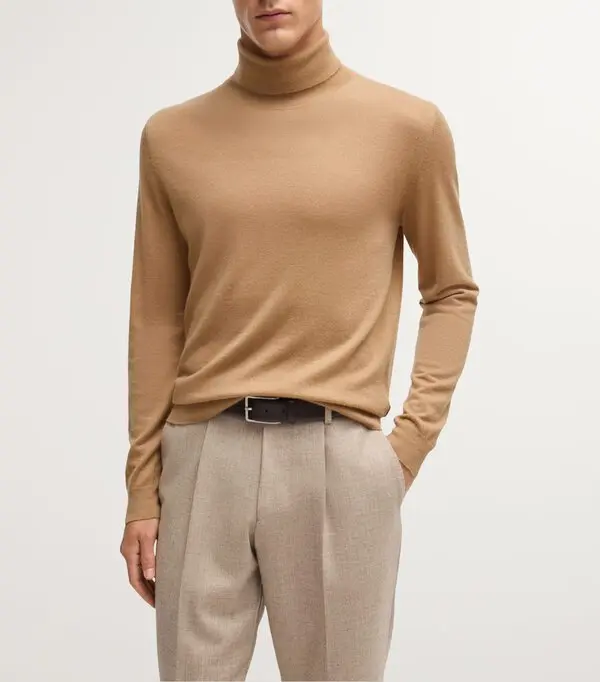 BOSS Cashmere Rollneck Sweater - Beige