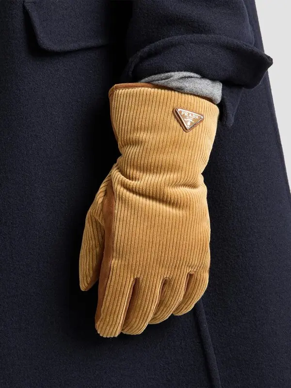 Prada Corduroy Gloves - Yellow