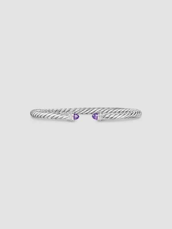 David Yurman Cablespira Flex Bracelet In Sterling Silver - Amethyst