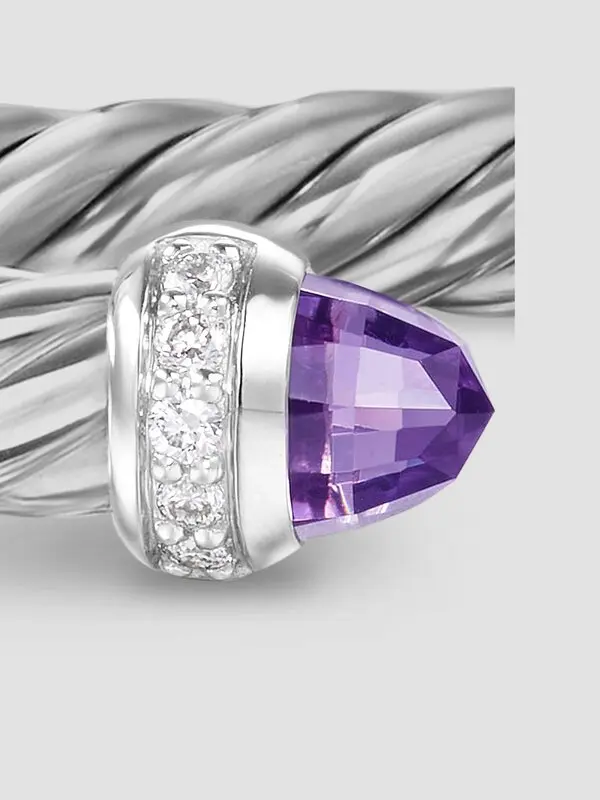 David Yurman Cablespira Flex Bracelet In Sterling Silver - Amethyst