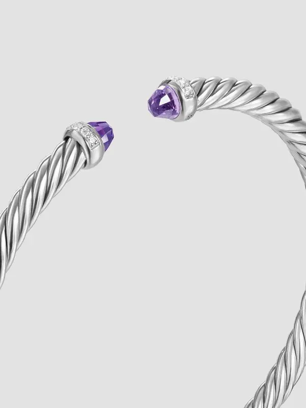 David Yurman Cablespira Flex Bracelet In Sterling Silver - Amethyst