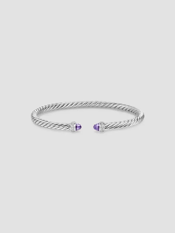 David Yurman Cablespira Flex Bracelet In Sterling Silver - Amethyst