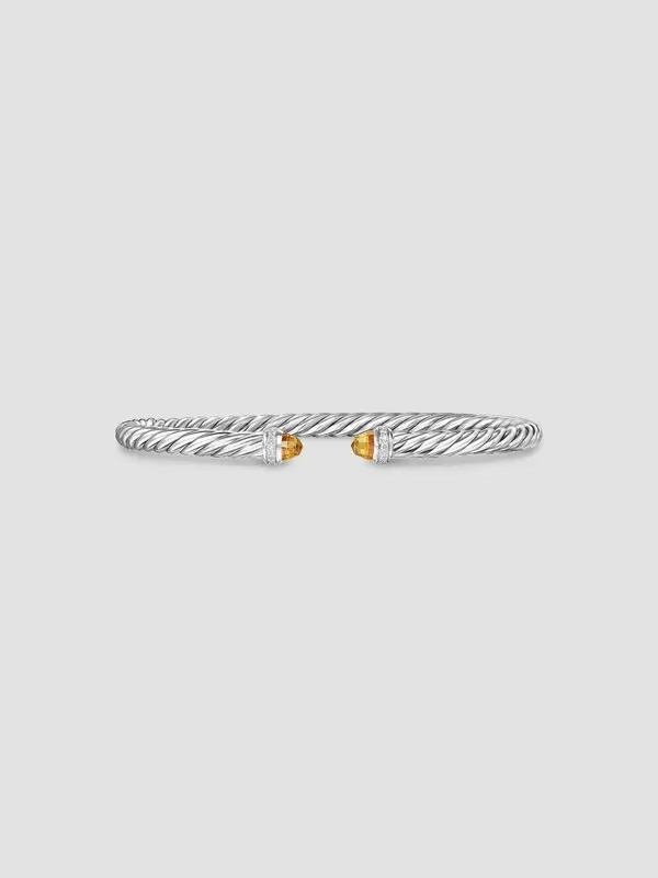 David Yurman Cablespira Flex Bracelet In Sterling Silver - Citrine