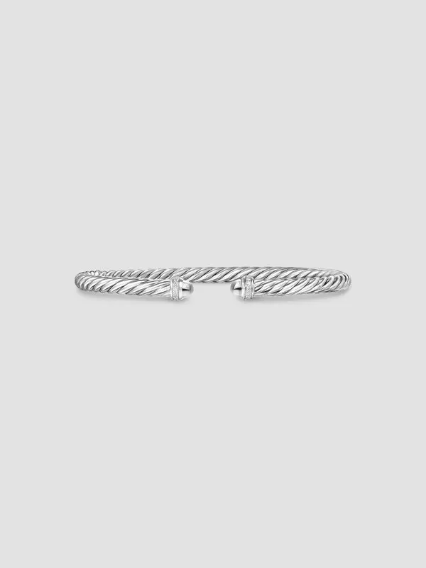 David Yurman Cablespira Flex Bracelet In Sterling Silver - Diamond