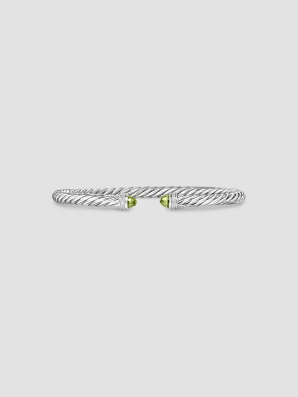 David Yurman Cablespira Flex Bracelet In Sterling Silver - Peridot