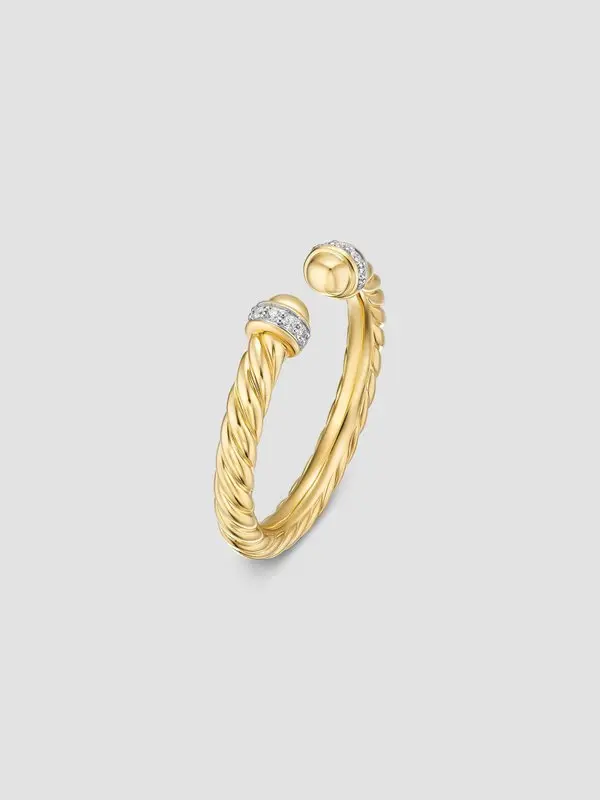 David Yurman Cable Band Open Ring In 18k Yellow Gold