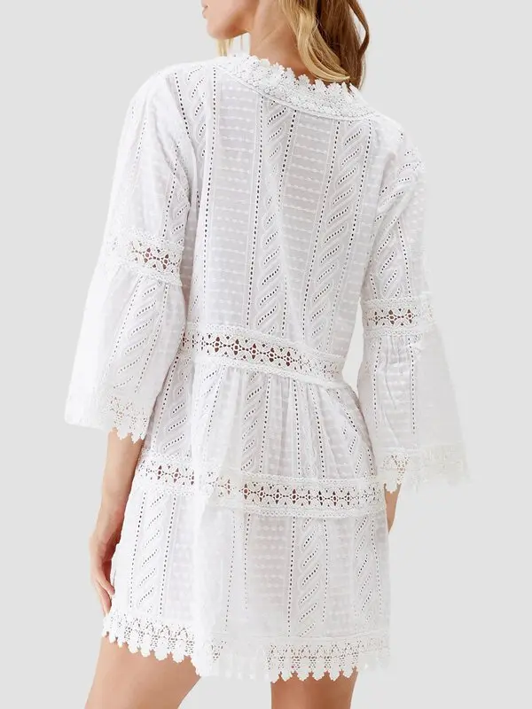 Melissa Odabash Victoria Broderie Anglaise Tiered Minidress - White