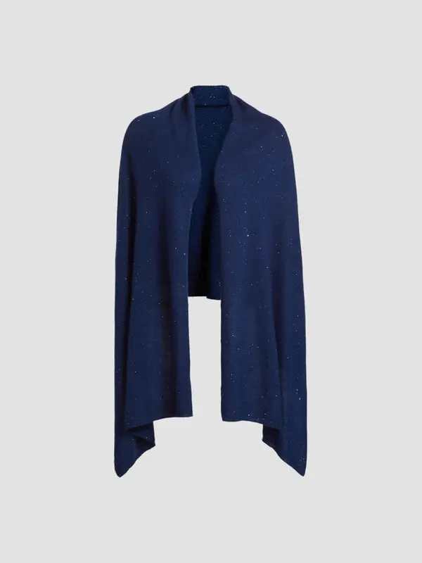 Sofia Cashmere Sequined Metallic Cashmere Wrap - Navy