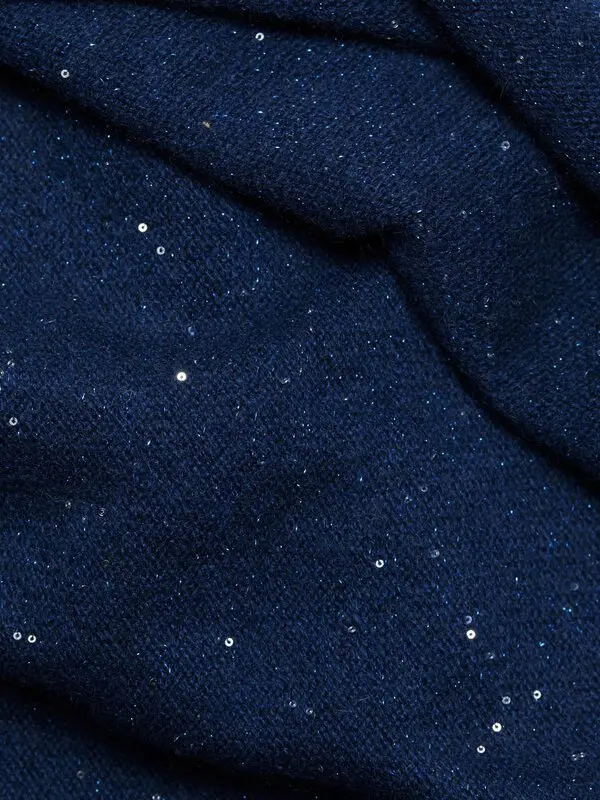 Sofia Cashmere Sequined Metallic Cashmere Wrap - Navy